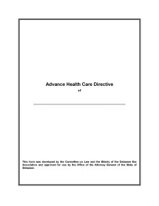 Delaware Advance Health Care Directive(Living Will) Form - Will Forms ...