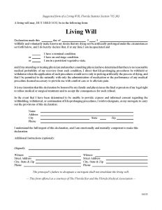 Florida Living Will Form - Will Forms : Will Forms