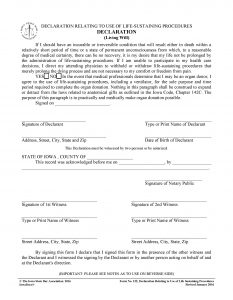Iowa Living Will Form - Will Forms : Will Forms